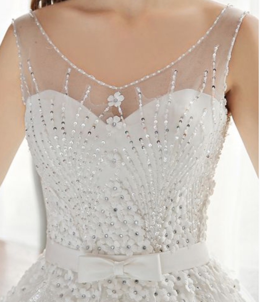Sustom Handmade Sparkly White Wedding Dress Graduation Ball Gown ...